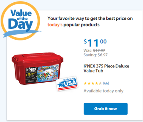 Walmart Value of the Day: K’NEX 375 Piece Deluxe Value Tub Just $11!
