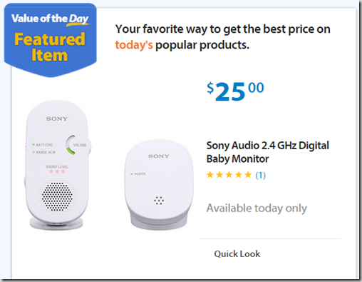 Walmart Values of the Day: Sony Baby Monitor for $25 or Tackle Bag for $8!