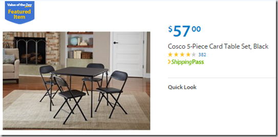 Walmart Values of the Day: Cosco 5 Piece Card Table Set for $57 or ...