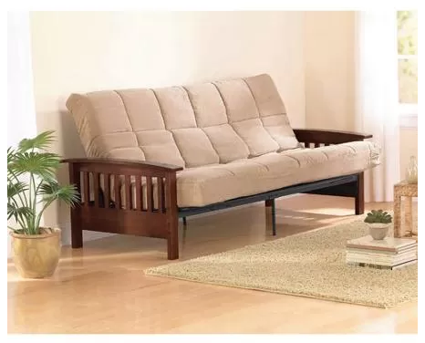 Better Homes & Gardens Mission Wood Arm Futon, Heirloom Cherry Just ...