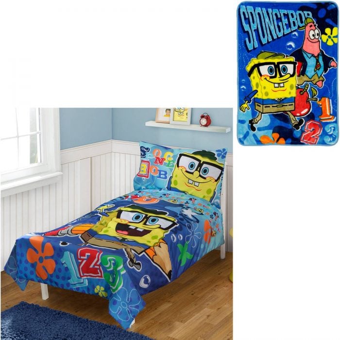 BONUS Blanket with Nickelodeon SpongeBob 4pc Toddler Bedding Set Just ...